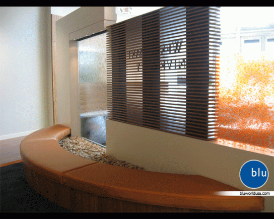 #608 - Indoor Glass Waterfall Design for West Coast University - Bluworld